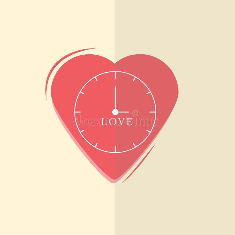 Clock in Heart. Vector Illustration Decorative Design Stock Vector ...