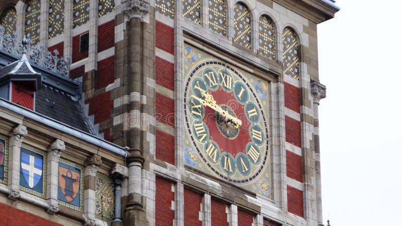 The Clock on the Historic Building in Amsterdam, from Different Angles ...