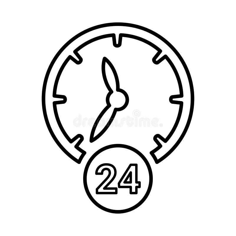 Clock, 24 Hour Activity Line Icon. Outline Vector Design Stock Vector ...
