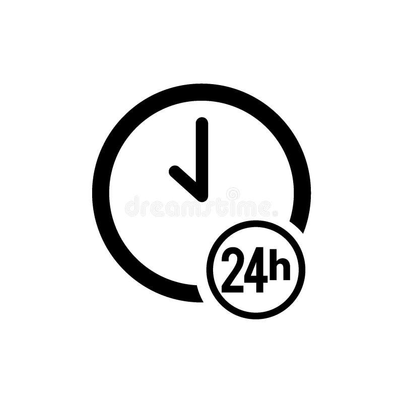 Clock with 24 Hour Icon. Vector Illustration Decorative Design Stock ...