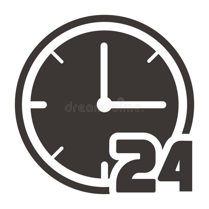 Clock with 24 Hour Icon. Vector Illustration Decorative Design Stock ...