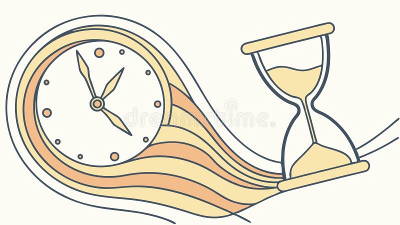 Clock and Hourglass Flowing Time Passage Concept, Vector Design ...
