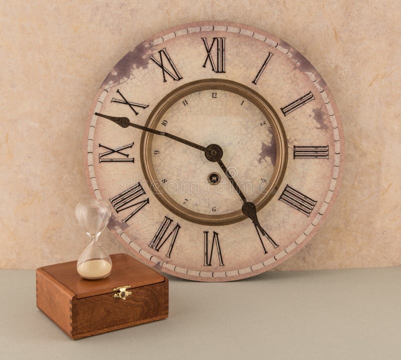 Clock and Hourglass stock photo. Image of glass, passing - 62467630
