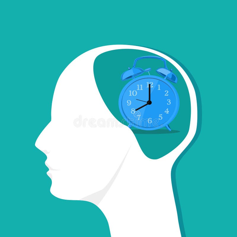 The Clock in the Human Head. the Brain Thinks about Time Stock Vector ...
