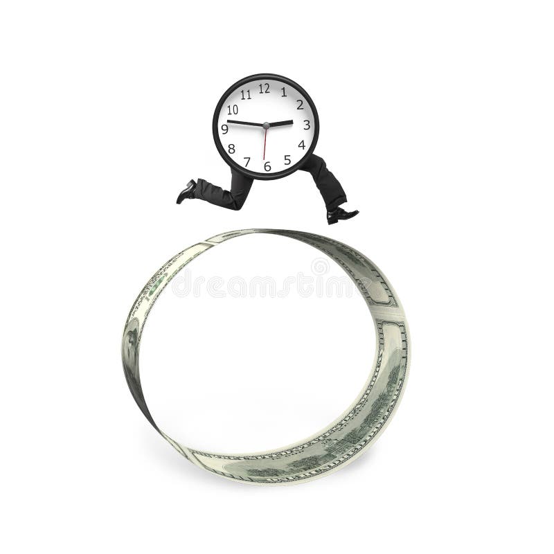 Clock with Human Legs Running on Top of Money Circle Stock Photo ...