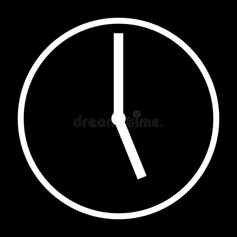 Clock icon on black. stock illustration. Illustration of silhouette ...