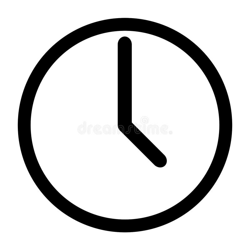 Clock Icon, Black Symbol for Time or Date Stock Illustration ...