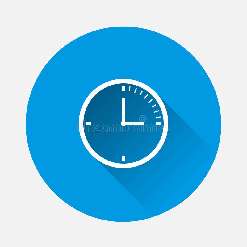 Clock Icon on Blue Background. Flat Image with Long Shadow. Layers ...