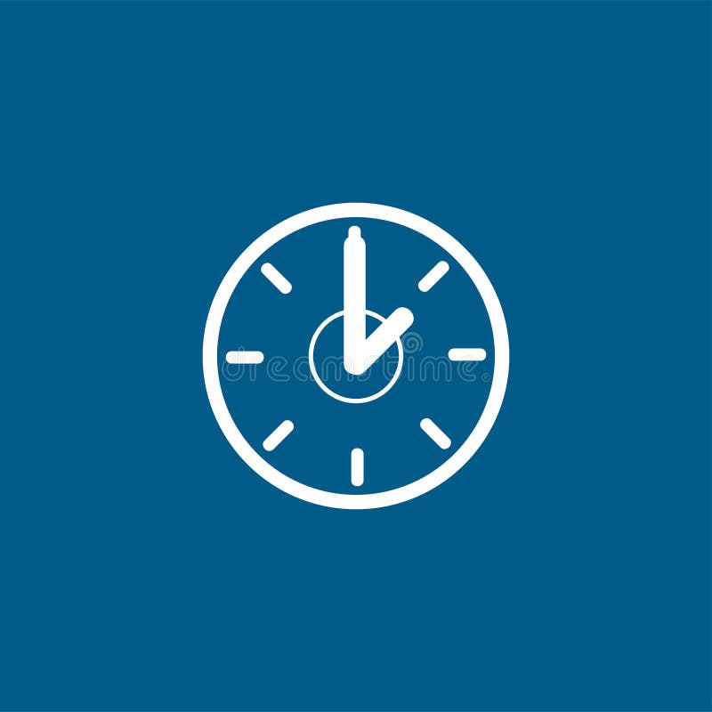 Clock Icon on Blue Background. Blue Flat Style Vector Illustration ...