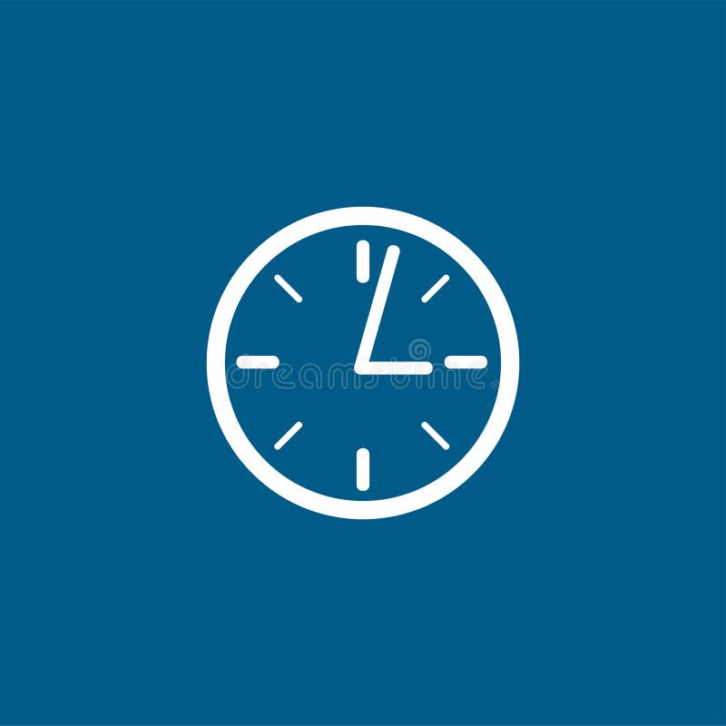 Clock Icon on Blue Background. Blue Flat Style Vector Illustration ...