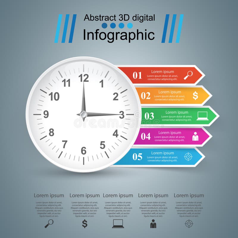 Clock, Alarm - Abstract Paper Infographic. Stock Vector - Illustration ...