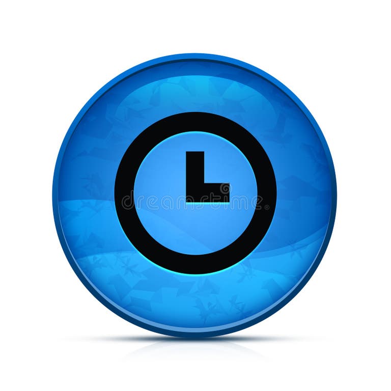 Clock Icon on Classy Splash Blue Round Button Illustration Stock ...