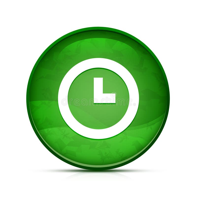 Clock Icon on Classy Splash Green Round Button Illustration Stock ...