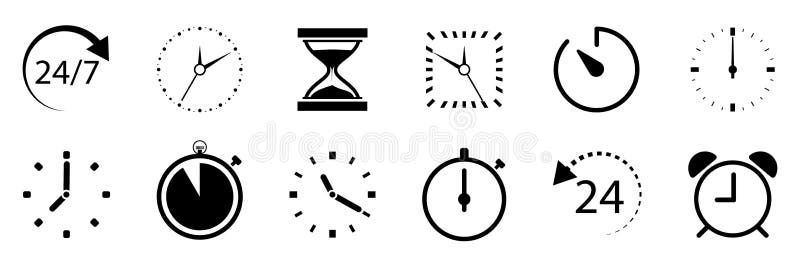 Clock Icon. Collection of Different Clocks. Watch, Time Icon, Symbol ...