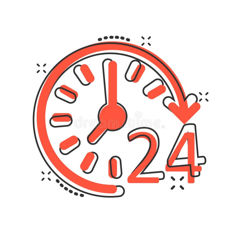 Clock Icon in Comic Style. Watch Cartoon Vector Illustration on White ...