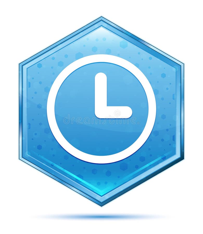 Clock Icon Crystal Blue Hexagon Button Stock Illustration ...