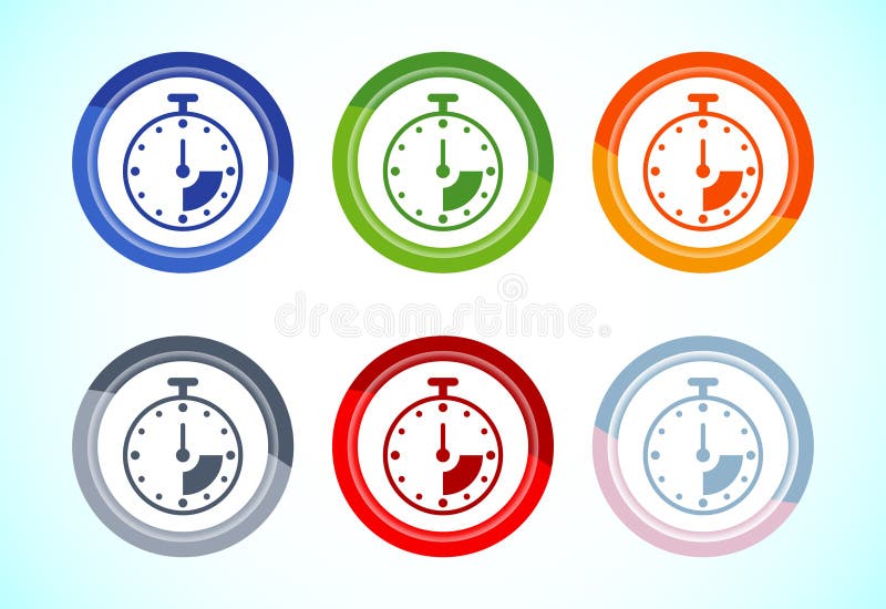 Clock Icon Design Illustration, Watch Icon for Apps and Websites, 6 ...
