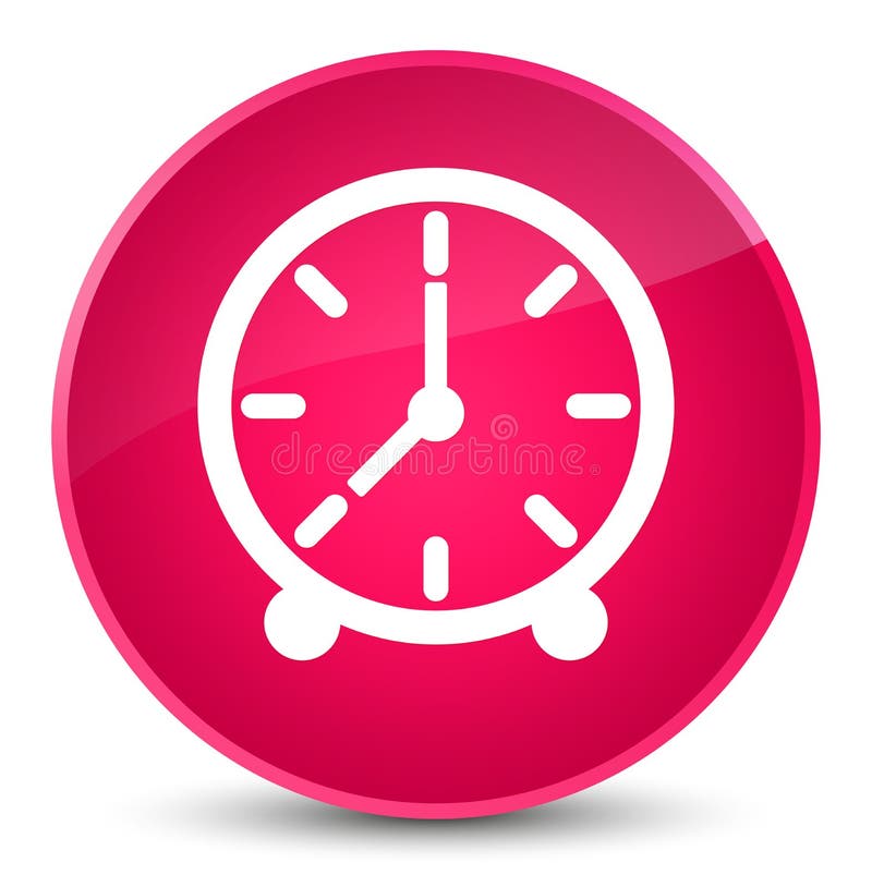 Clock Icon Elegant Pink Round Button Stock Illustration - Illustration ...