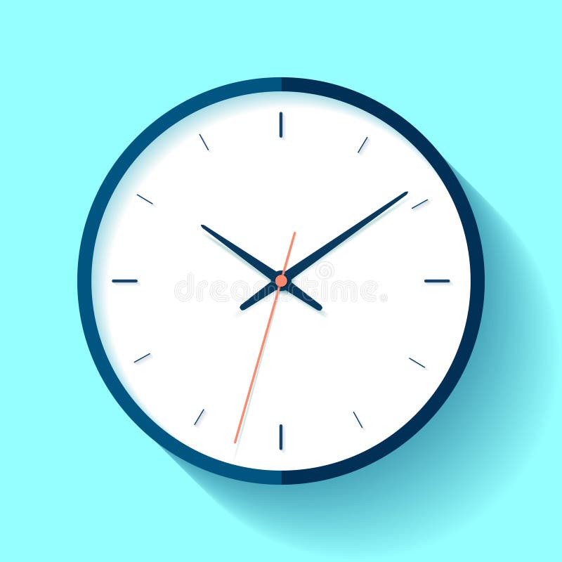 Clock Icon in Flat Style, Timer on Blue Background. Fine Lines ...