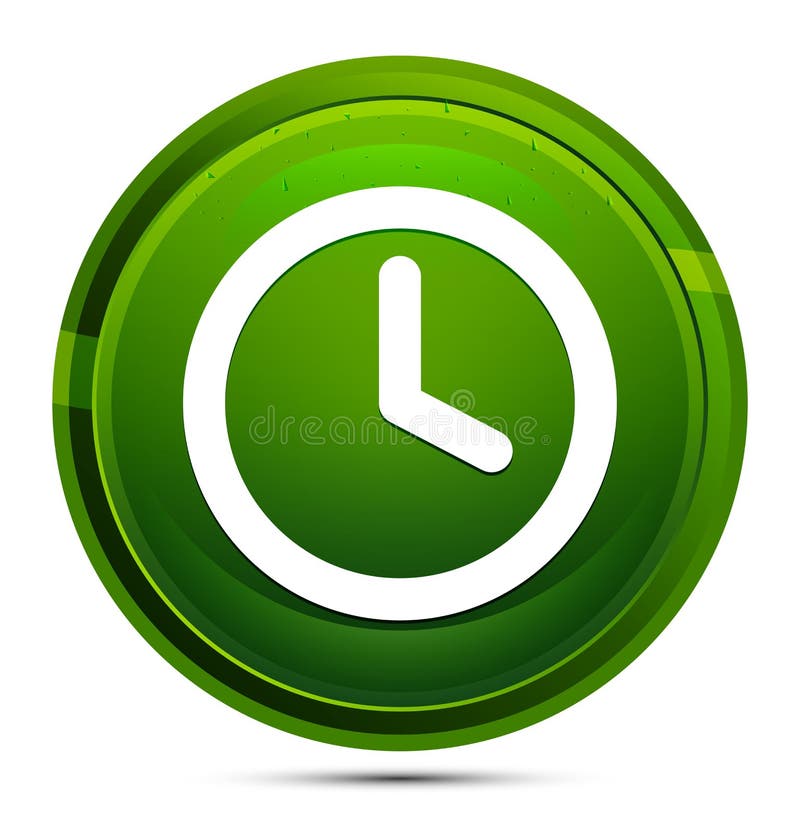 Clock Icon Glassy Green Round Button Illustration Stock Vector ...