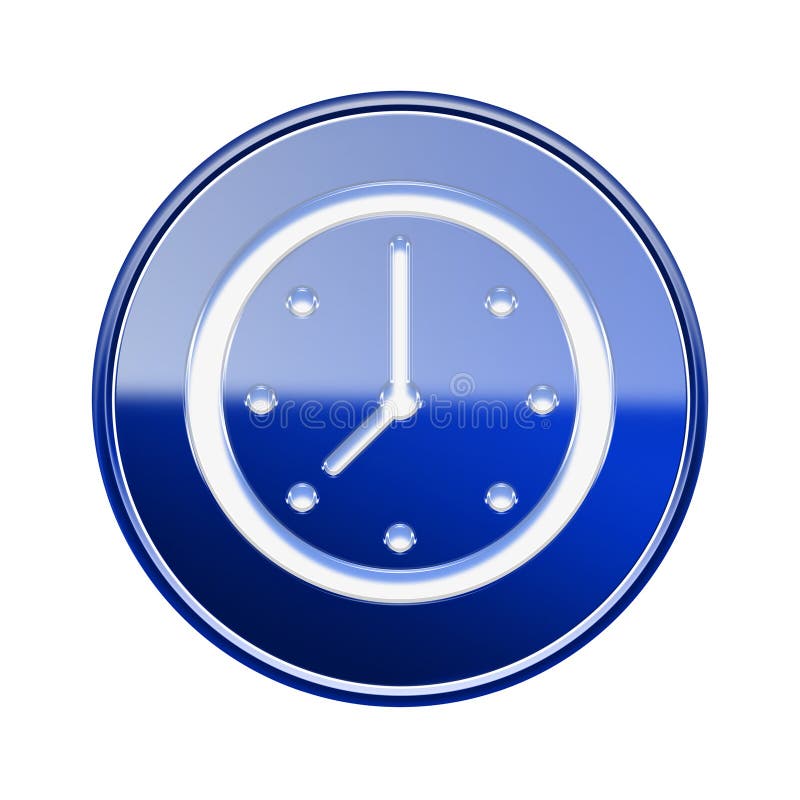 Clock icon glossy blue. stock illustration. Illustration of passing ...