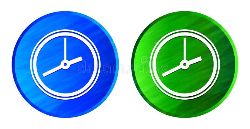 Clock Icon Grunge Texture Round Button Set Illustration Stock ...