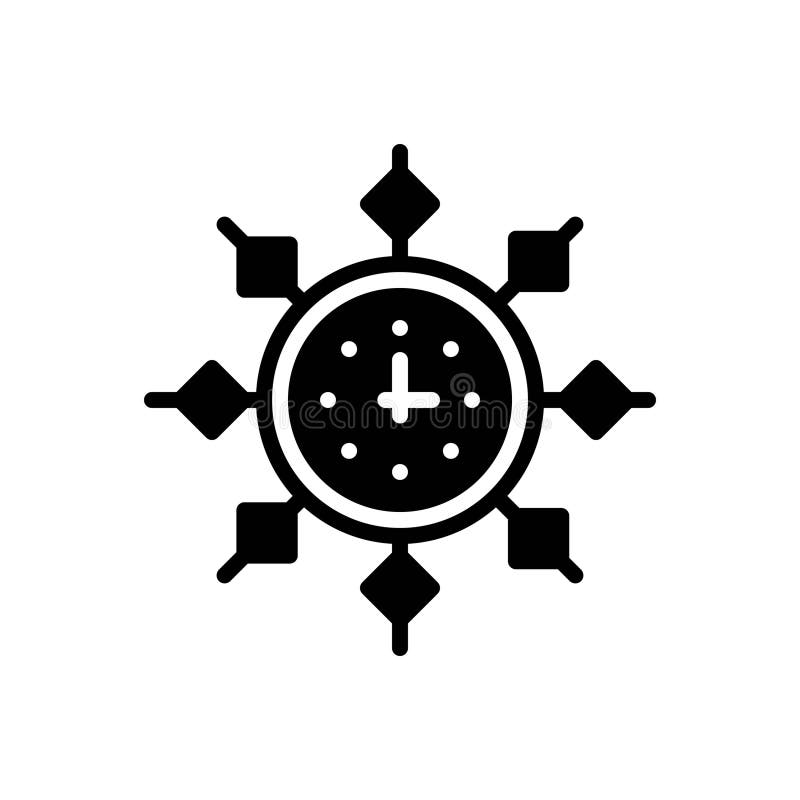 Black Solid Icon for Clock, Hour and Watch Stock Vector - Illustration ...
