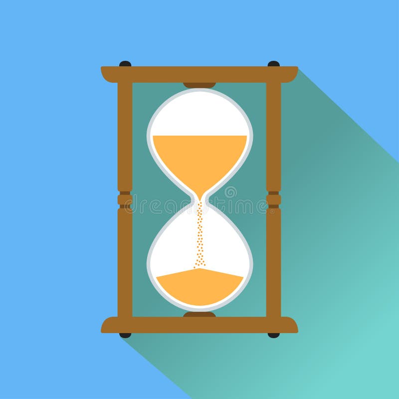 Clock. Icon of Hourglass Flat with Long Shadow Stock Vector ...