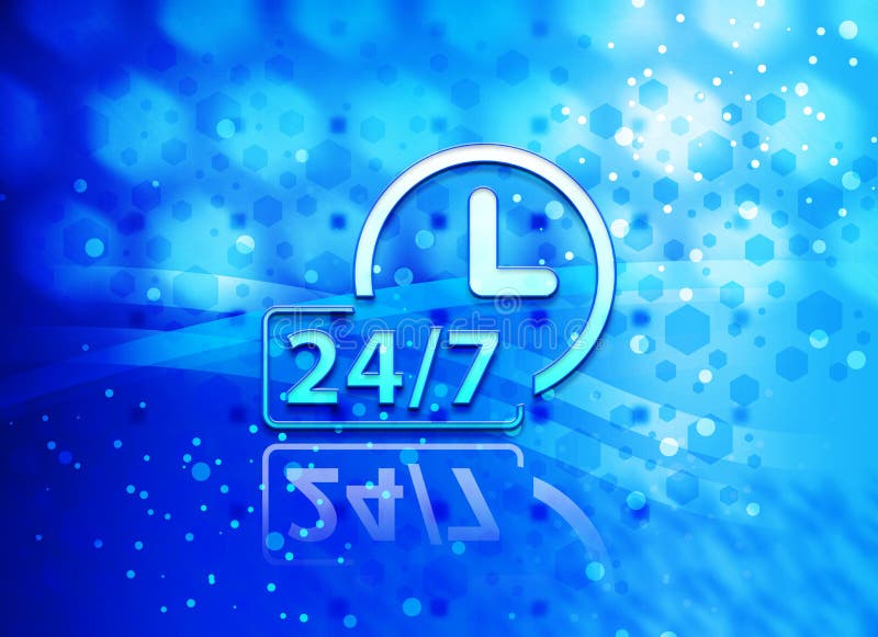 24/7 Clock Icon Abstract Light Cyan Blue Hexagon Pattern Background ...