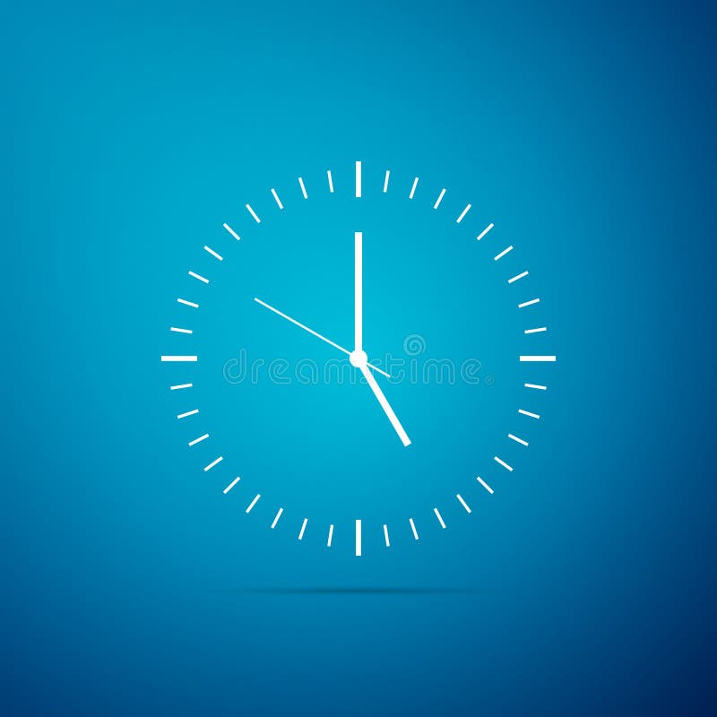 Clock Icon Isolated on Blue Background. Time Icon. Flat Design Stock ...