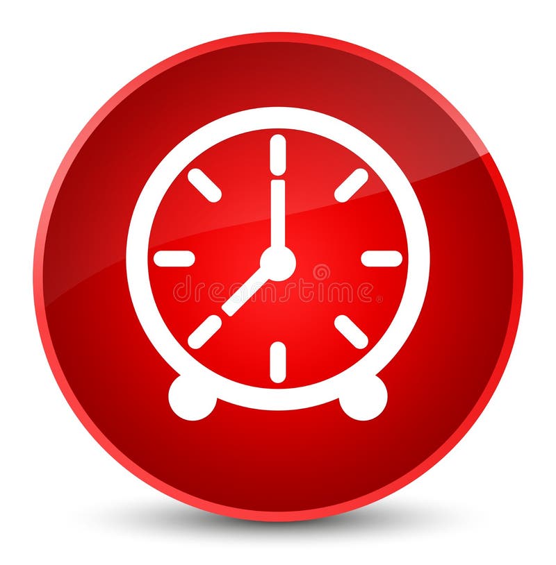 Clock Icon Elegant Red Round Button Stock Illustration - Illustration ...