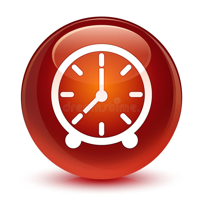 Clock Icon Glassy Brown Round Button Stock Illustration - Illustration ...