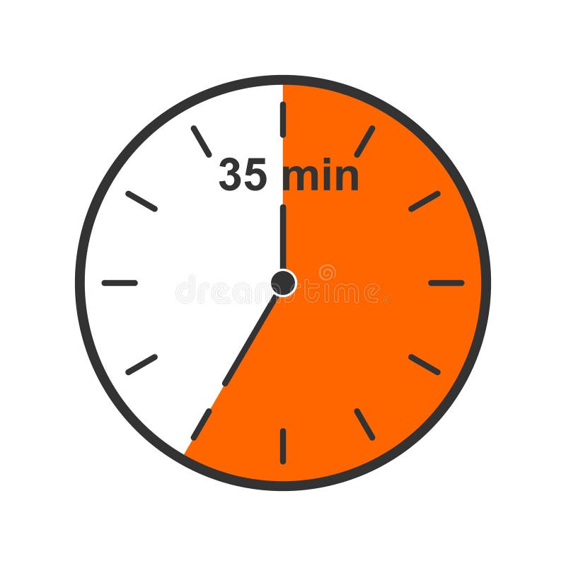 Clock Icon With 35 Minute Time Interval Countdown Timer Or Stopwatch