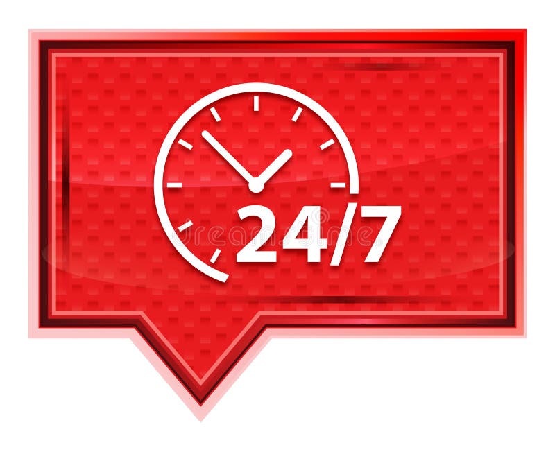 24/7 Clock Icon Misty Rose Pink Banner Button Stock Illustration ...