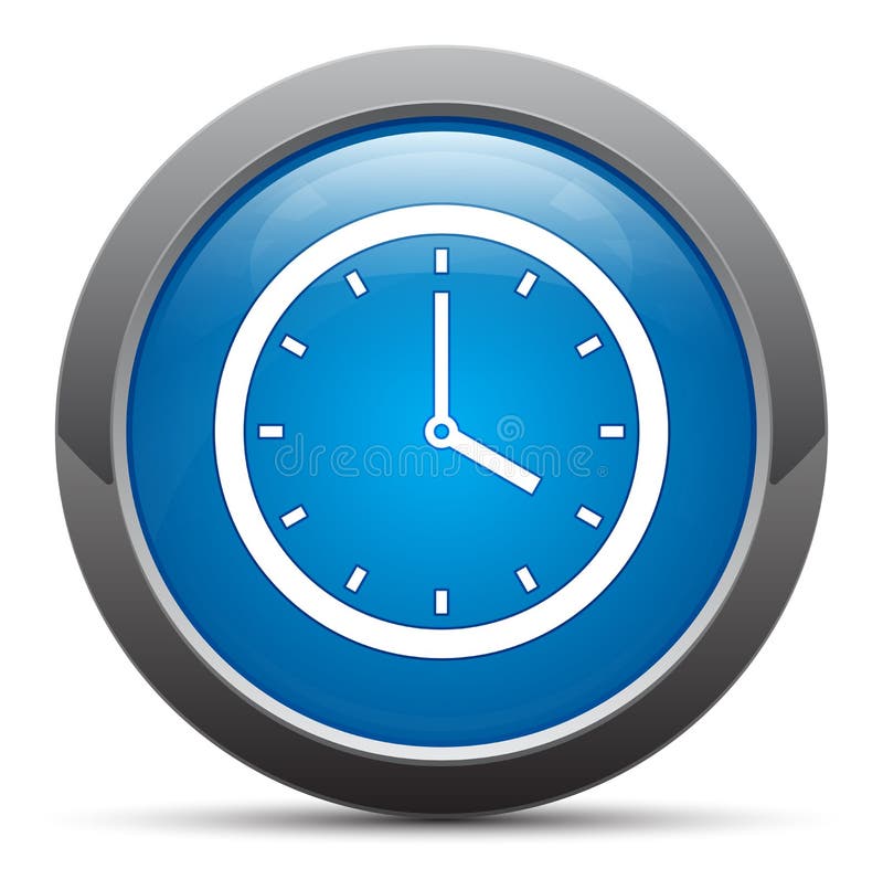 Clock Icon Premium Blue Round Button Vector Illustration Stock Vector ...