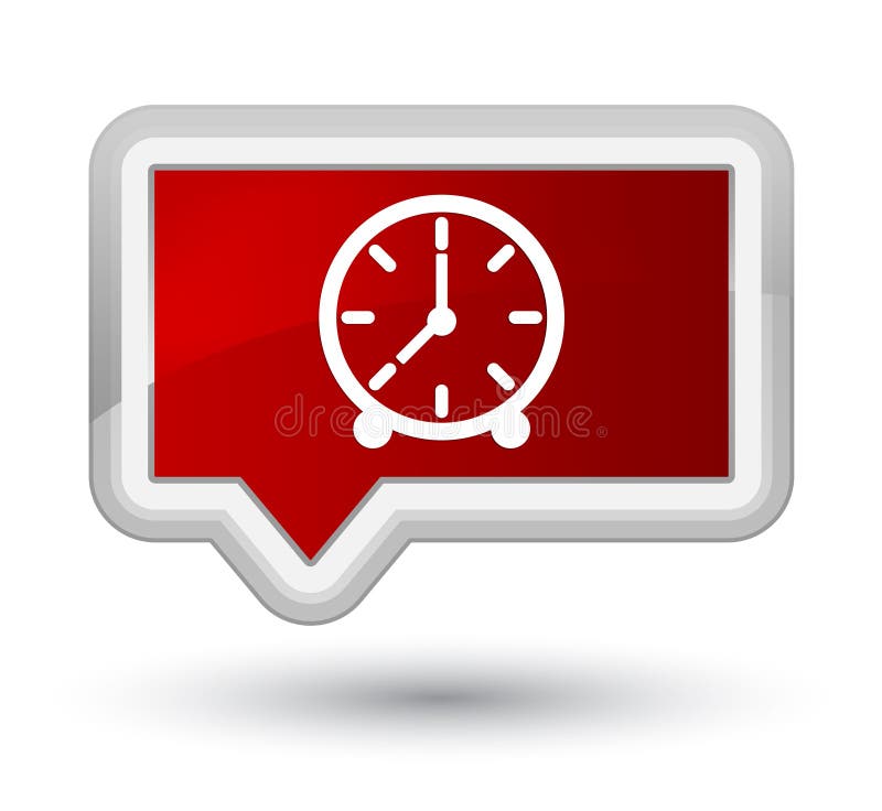 Clock Icon Prime Red Banner Button Stock Illustration - Illustration of ...