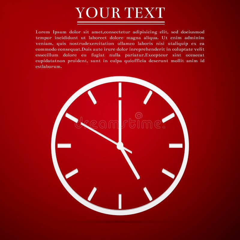 Clock icon on red stock vector. Illustration of button - 176065389