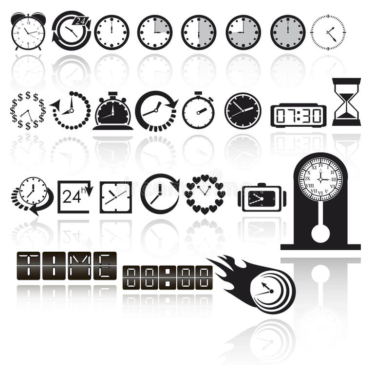 Clock icon set stock vector. Illustration of design, collection - 28521960