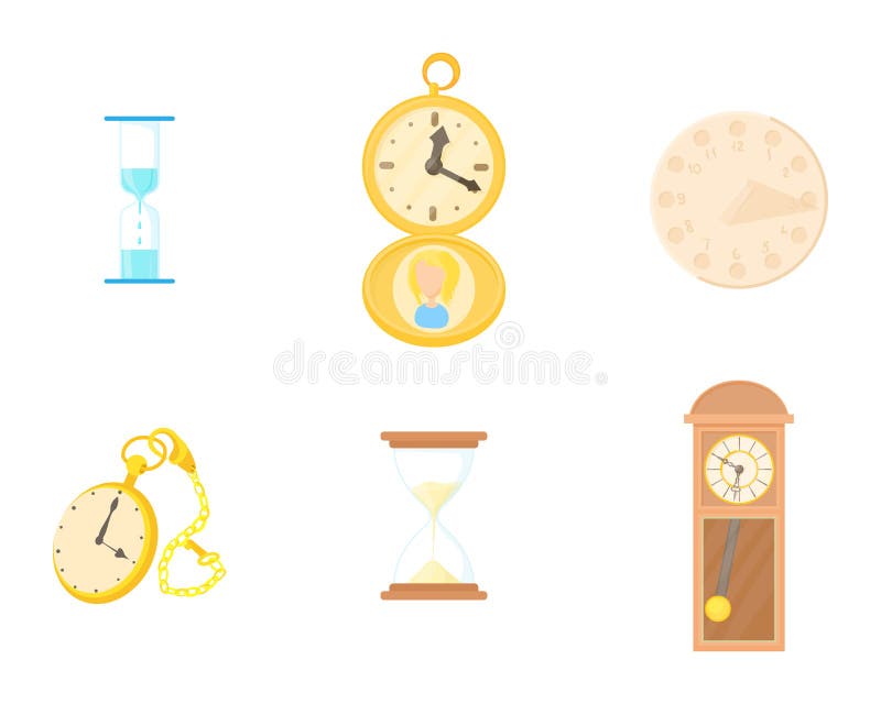Clock Icon Set, Cartoon Style Stock Vector - Illustration of floor ...
