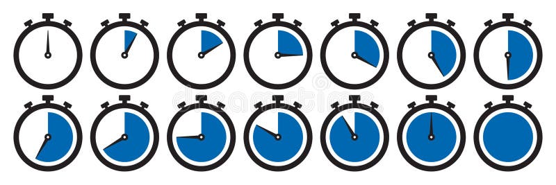 Clock Icon Set in Dark Blue Colour Stock Vector - Illustration of ...