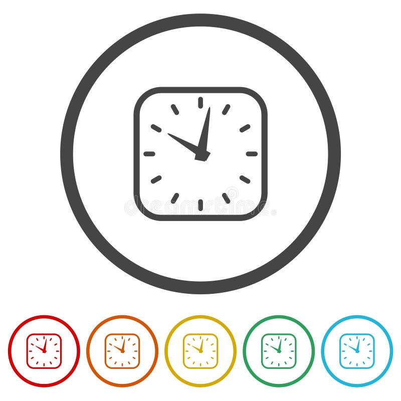 Clock Icon. Set Icons in Color Circle Buttons Stock Vector ...