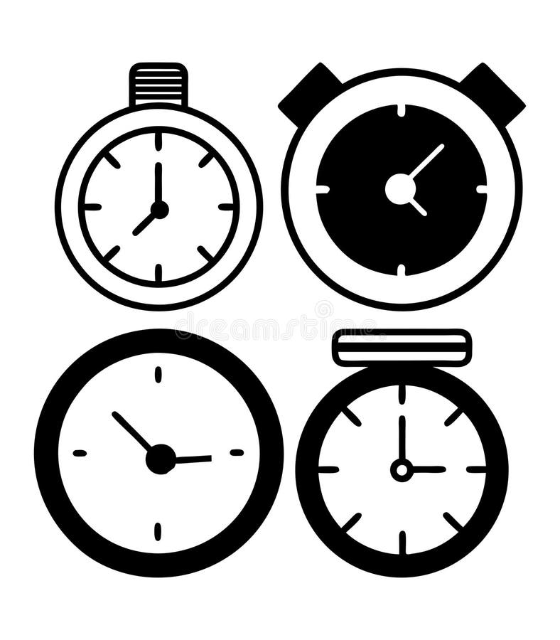 Clock Icon Set, Time Icon, Clock Vector, Watch Icon, Watch Symbol Stock ...