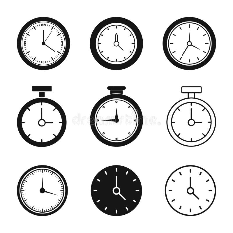 Clock Icon Set. Time Icon Vector. Watch Icon Symbol Stock Vector ...