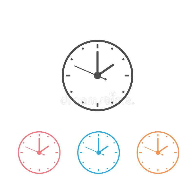 Clock Icon Set, Time Icon on White. Vector Illustration Stock Vector ...