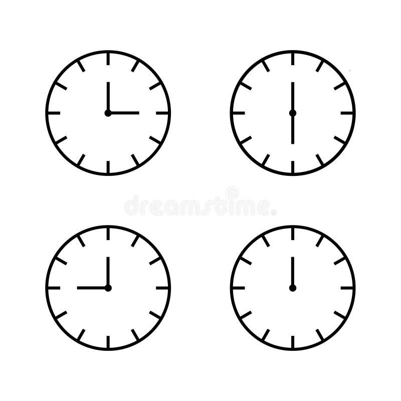 Clock Icon Set Vector Illustration on White Background. Icon Symbol ...