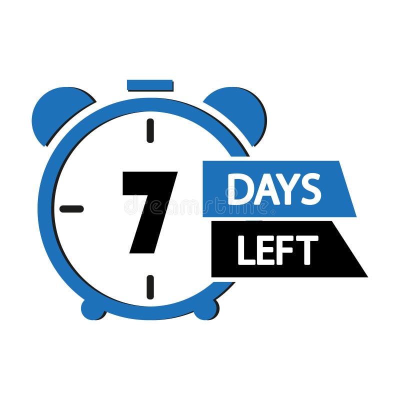 Clock Icon. Seven Days Left. Blue and Black. Vector Illustration Stock ...