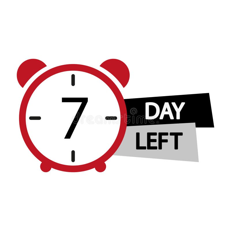 Clock Icon. Seven Days Left. Red and Black Banner. Vector Countdown ...