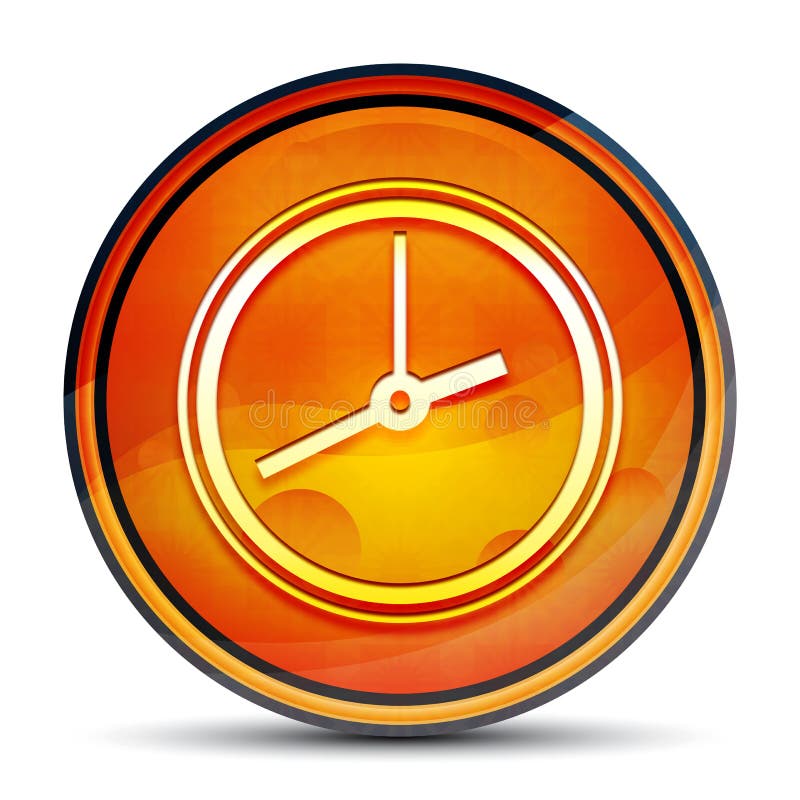 Clock Icon Shiny Bright Orange Round Button Illustration Stock ...