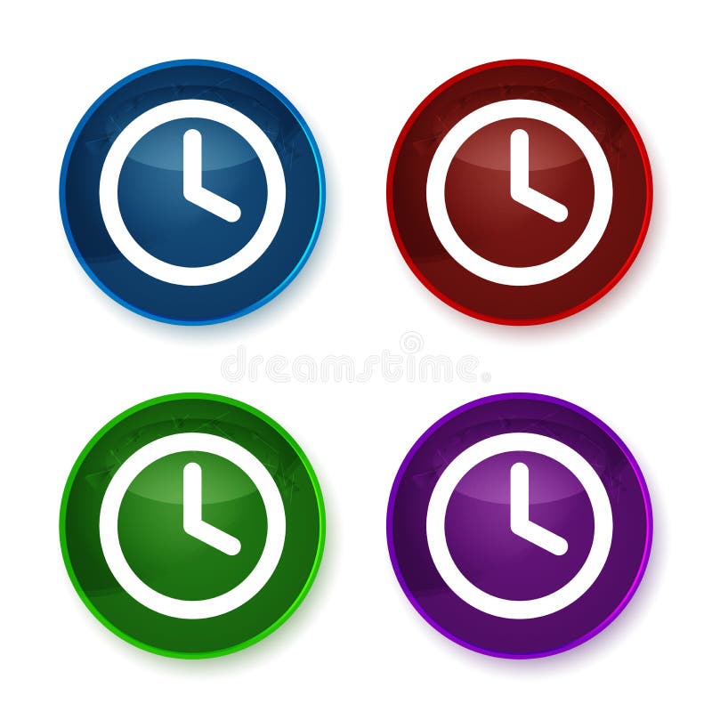 Clock Icon Shiny Round Buttons Set Illustration Stock Vector ...