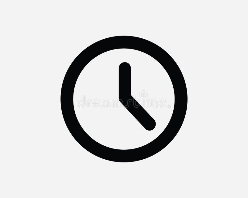 Clock Icon Sign Symbol. Simple Black Time Timer Round Circle Shape Flat ...
